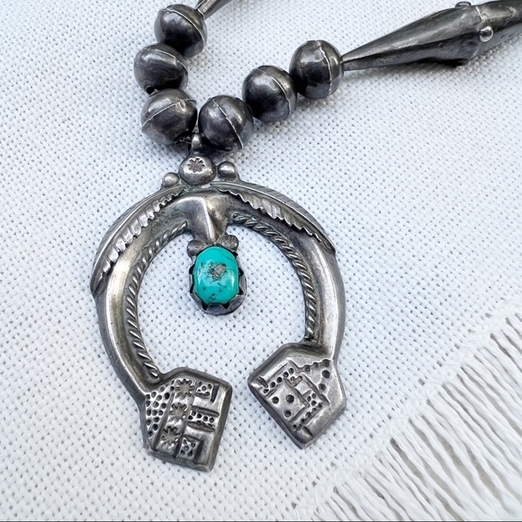 Vintage | Jewelry | Vintage Native Turquoise Sterling Silver Yeii Naja ...